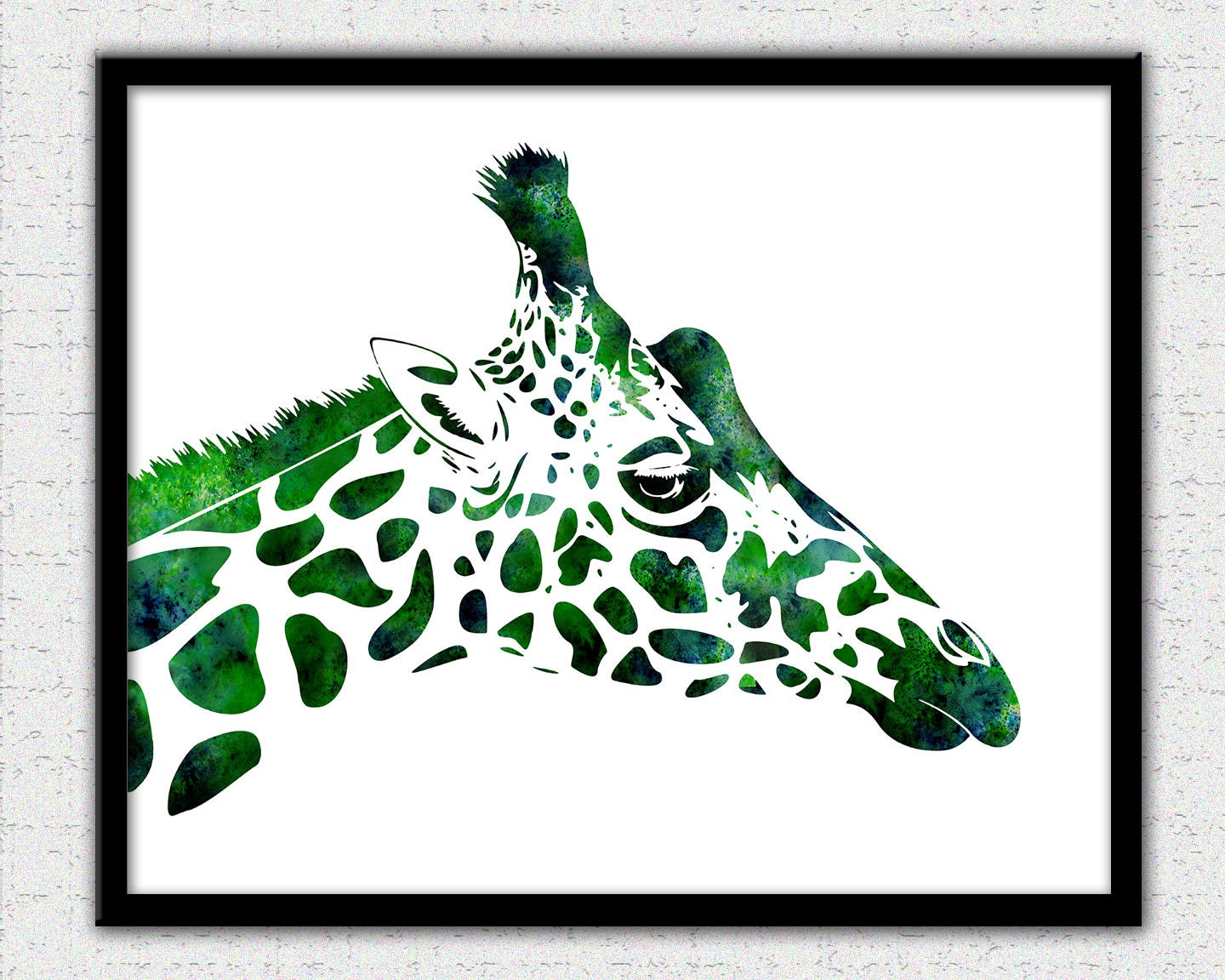Giraffe print green giraffe print emerald green giraffe art