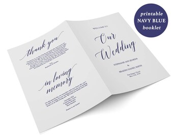 Blue wedding program | Etsy