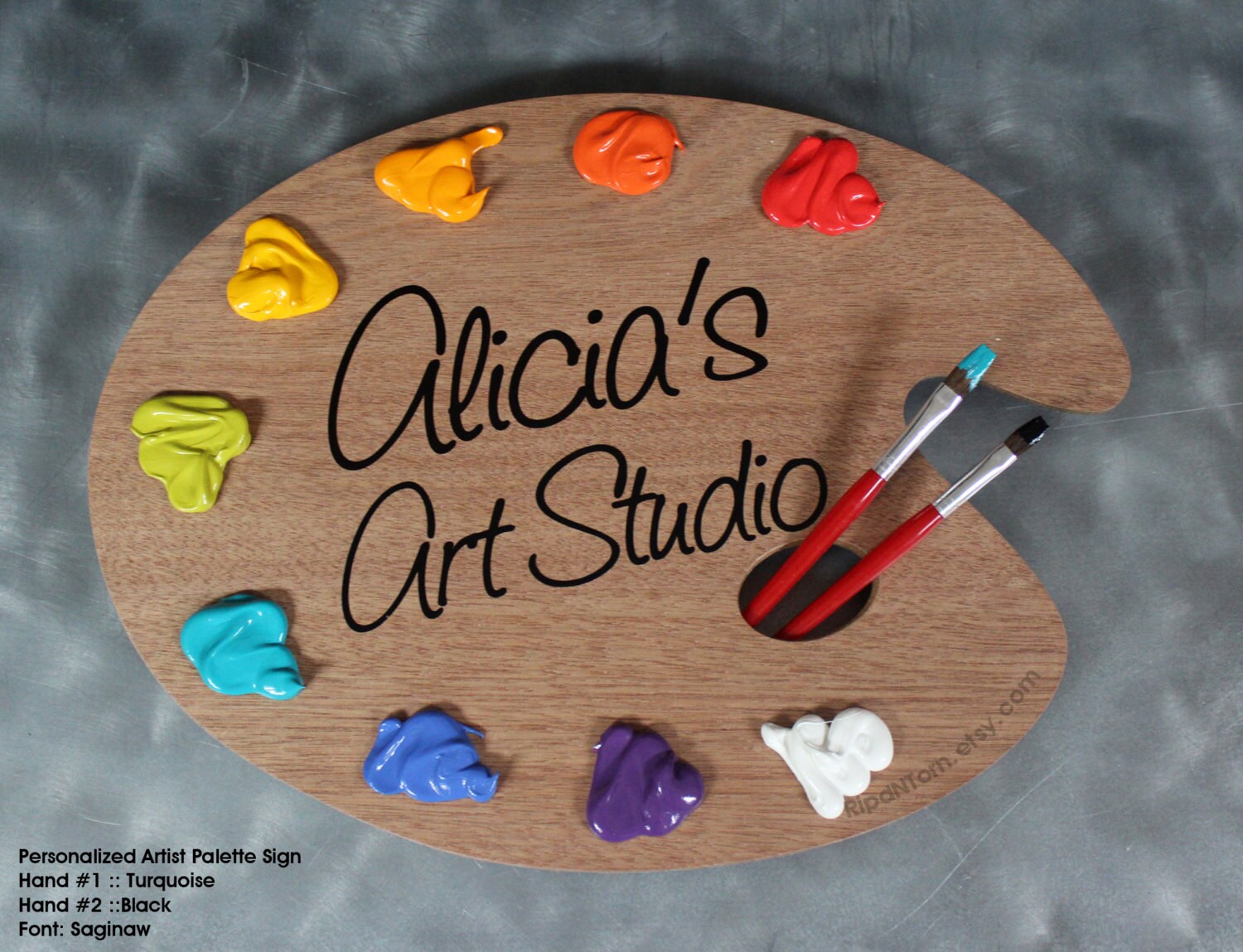 Personalized Art Palette Studio Sign or Wall Hanging with