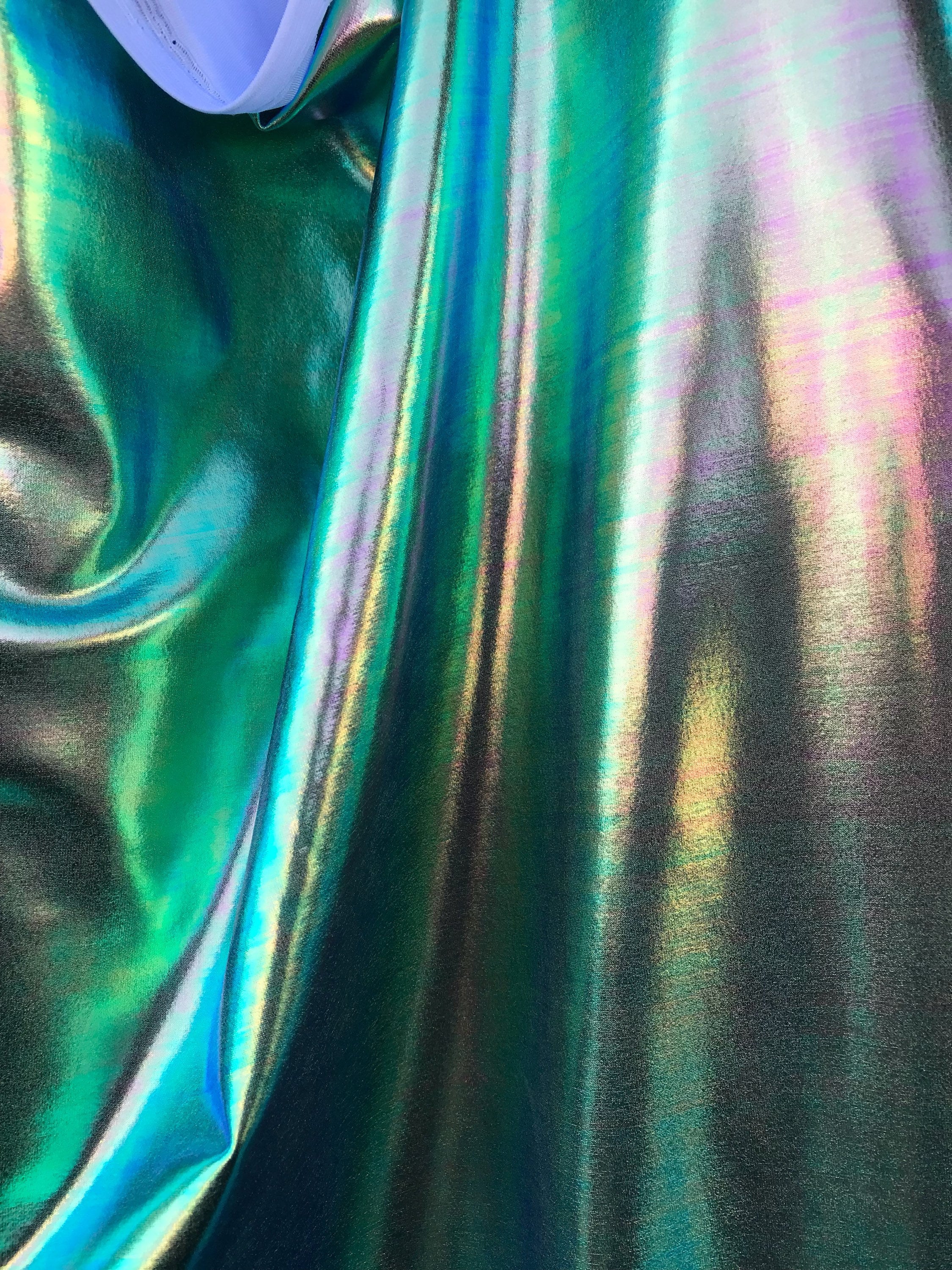 NEW Iridescent Foil on Spandex Fabric sold by yard Shinny