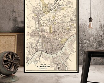Old Map of Cincinnati Historic 1838 Cincinnati Ohio Street Map