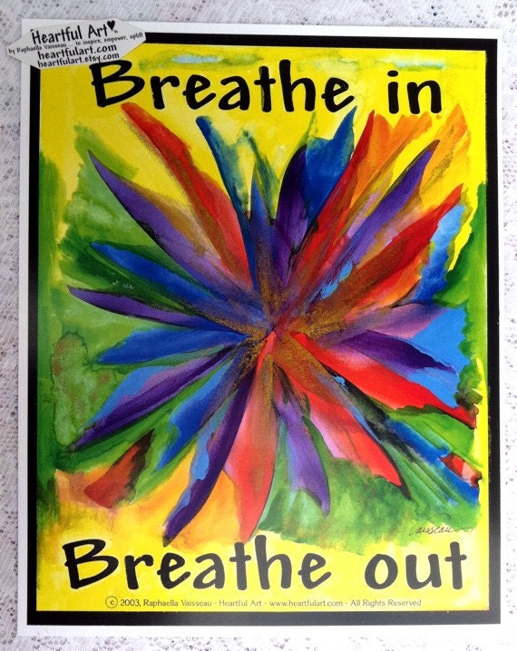 BREATHE In Out 11x14 Poster YOGA Meditation Motivational Relax