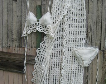 Crochet beach pareo Sarong Beach Skirt Cover up Plus
