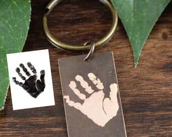 Handprint keychain | Etsy