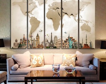 World map wall decor | Etsy