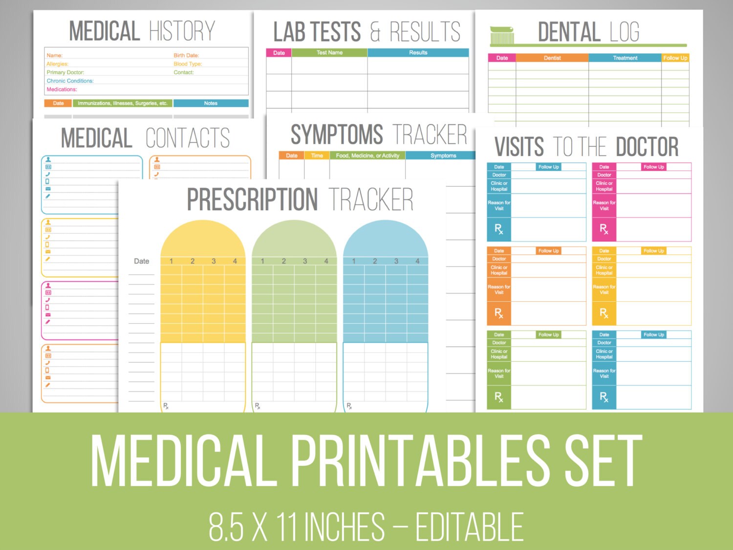 Medical Printables Set Organizing Printables EDITABLE