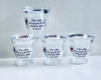 50 1oz. Personalized Plastic Shot Cups for GRADUATION Party or