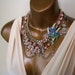 Alice Blue Blossoms: Floral Statement Necklace Bridal Vintage