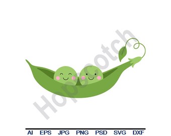 Pea in a pod clipart | Etsy