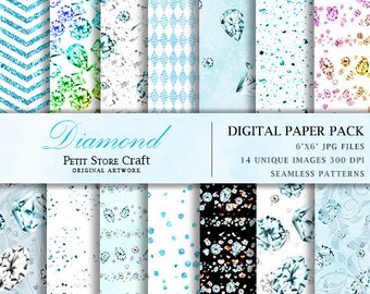 Crystal Marble Digital Paper Pack Watercolor Diamond Gems