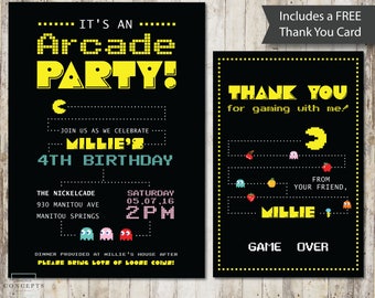 Pacman invitacion | Etsy