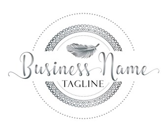 DIGITAL Feather logo black white feathers watermarks Custom