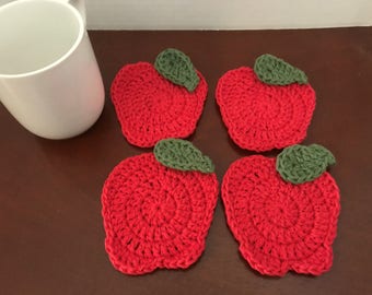 Sliced Apple Coaster Set Crochet PDF Pattern