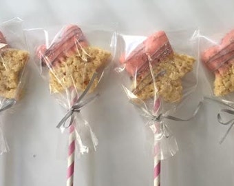 12 Pink Pearl Silver Birthday Party Rice Crispy Krispie Treats