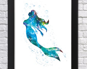 Mermaid watercolor | Etsy