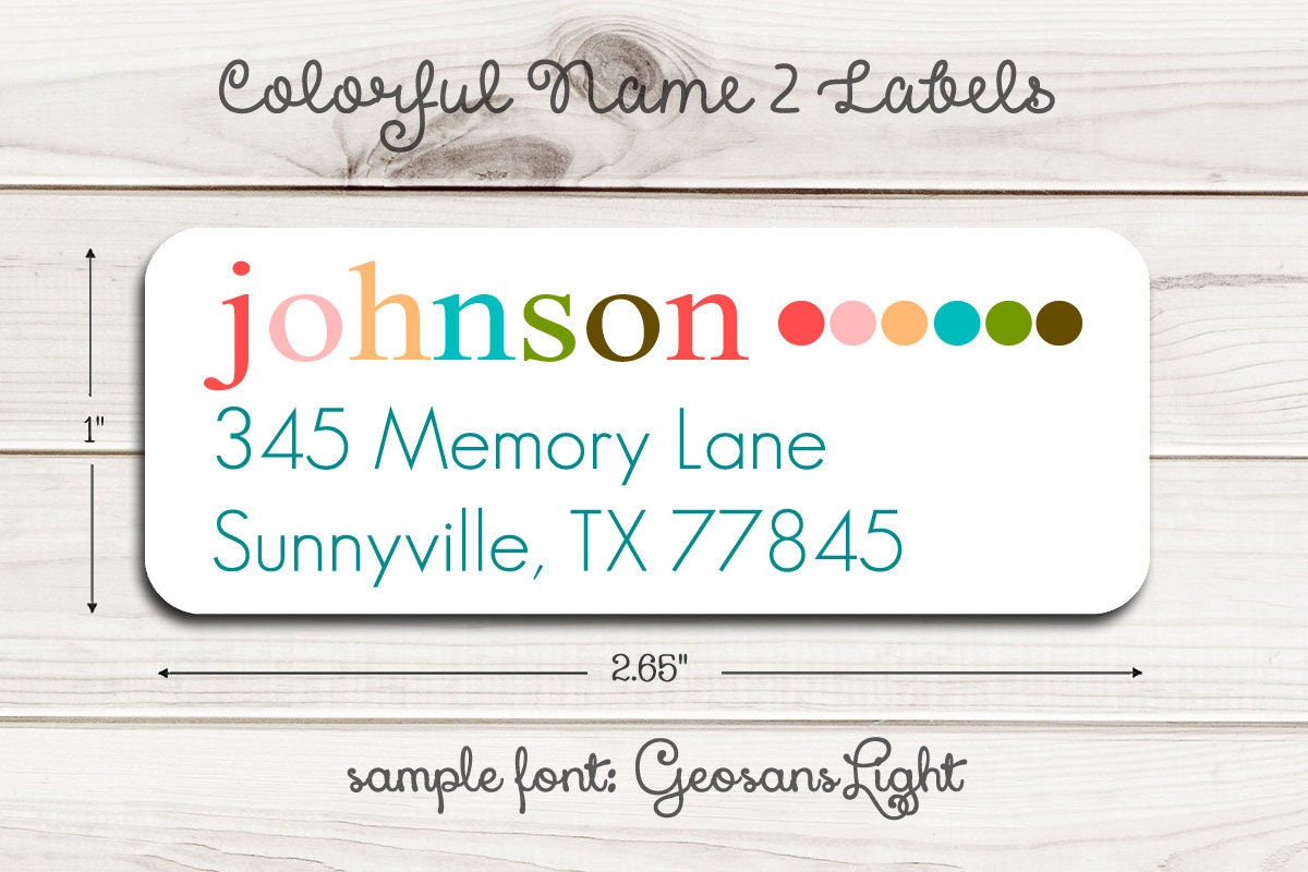 Colorful Name II Return Address Labels
