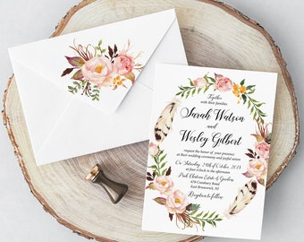 Boho wedding invite | Etsy