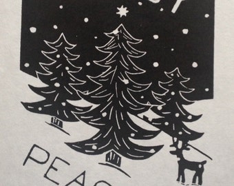 Linocut christmas | Etsy