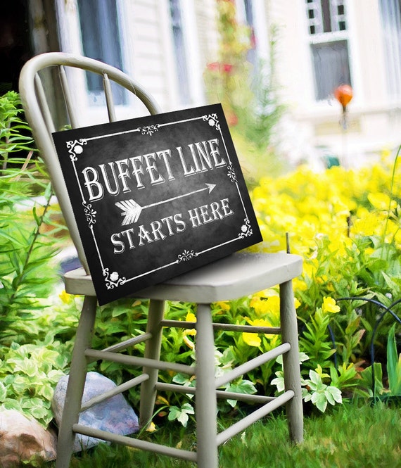 Chalkboard Printable Buffet Line Arrow Sign Direction Sign