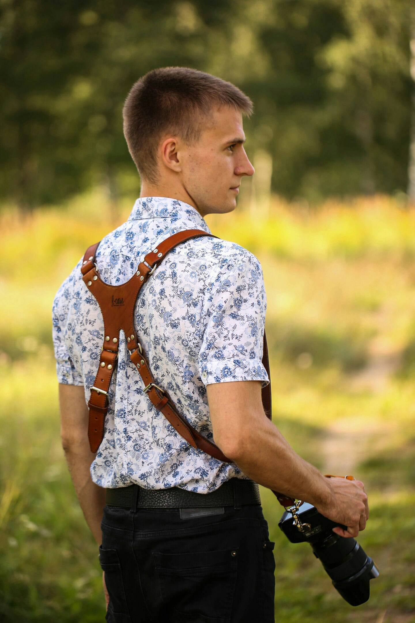 Dual Camera Strap Money Maker Dual Camera HarnessLeather