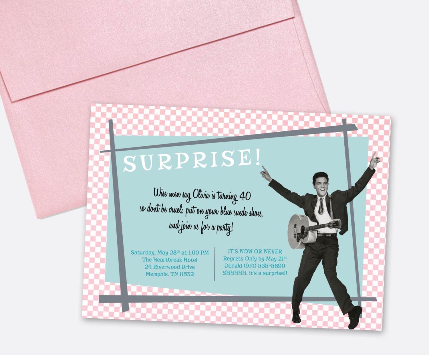 Elvis Presley Milestone Birthday Invitation Surprise Party