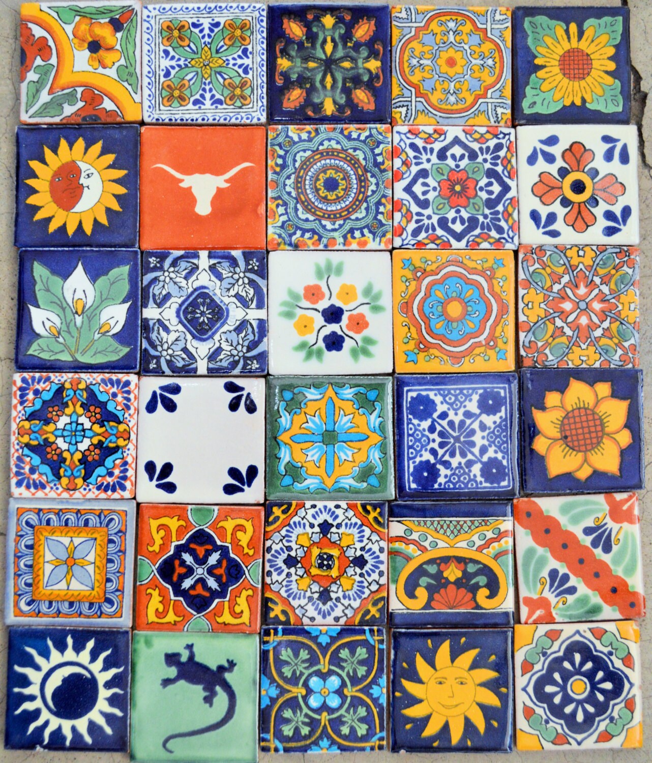 30 Mexican Talavera Tiles handmade Hand painted 2 X