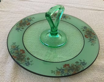 Green glass tray | Etsy