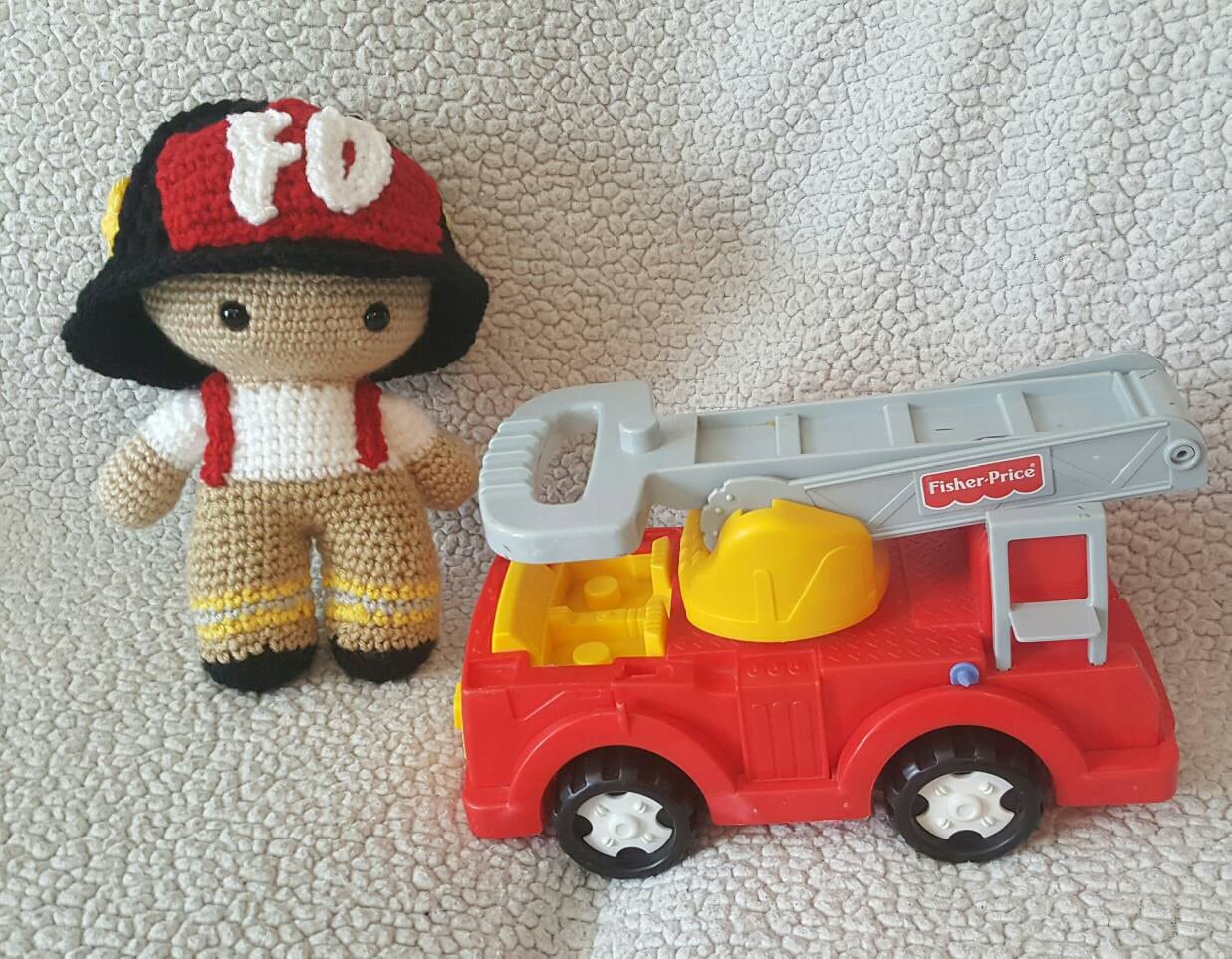 Crochet Fireman Big Head Doll Crochet Fireman doll Crochet