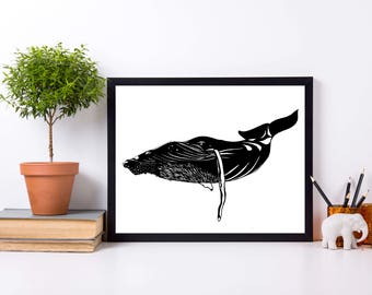 Whale drawing | Etsy