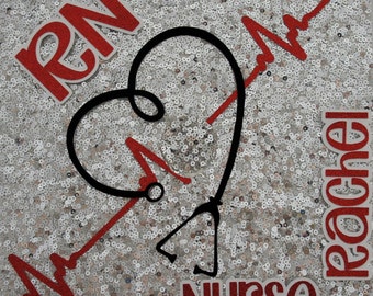 Custom Nurse with Heart and EKG Line RN BSN Graduation Cap