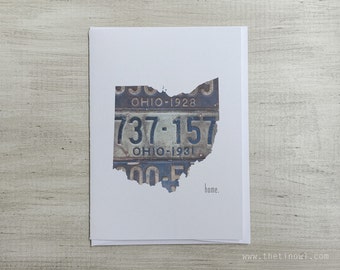 Ohio Home Print Ohio State Outline Art Vintage License