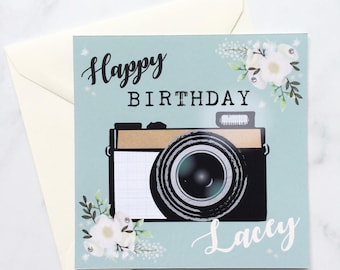Camera birthday card | Etsy
