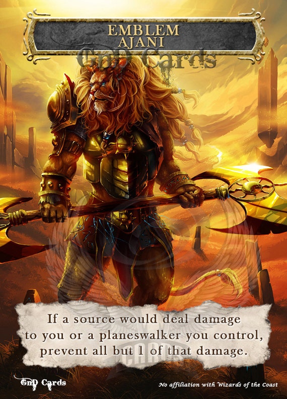 1x Ajani Steadfast Emblem 2 Custom Altered MTG M15