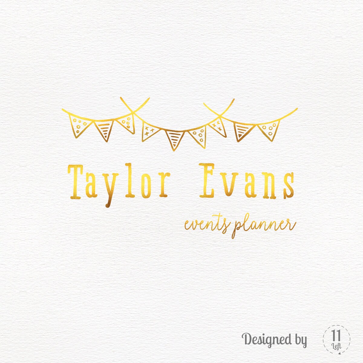 Logo banderines en dorado logo sencillo y personalizable