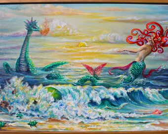 Mermaid oil painting | Etsy
