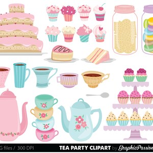 Tea party clipart | Etsy