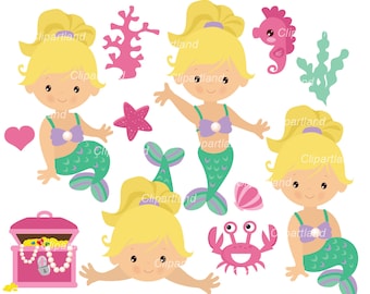 Mermaid Clipart & Under sea graphics little mermaid
