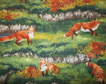 Fox print fabric | Etsy