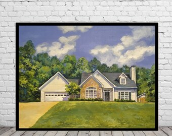 Custom House Sketch hand drawn home portrait in ink