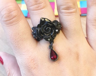 Black goth ring | Etsy