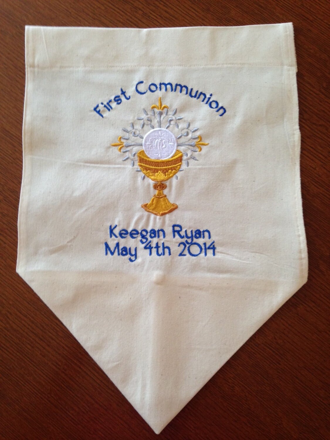 Personalized First Communion Banner with Ornate Embroidered
