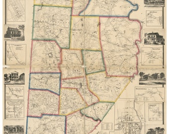 Mercer County 1860 Pennsylvania Wall Map with Homeowner
