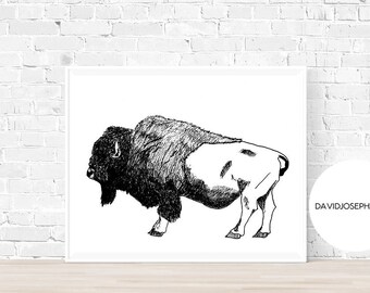 Bison print | Etsy