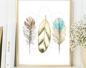 Feather art print | Etsy
