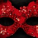 Sequined Red Masquerade Mask With Rhinestones And Embroidery