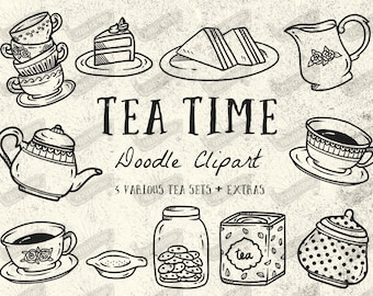 Tea time clipart | Etsy