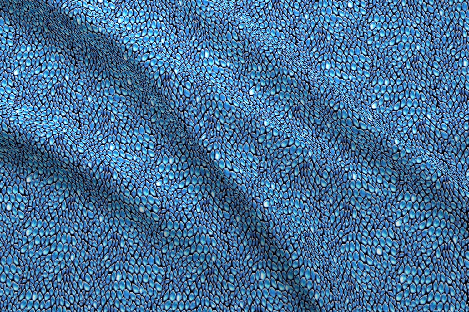 Blue Dragon Scales Fabric Sparkle Blue Ice Metal Dragon