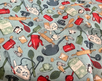 Kitchen print fabric | Etsy