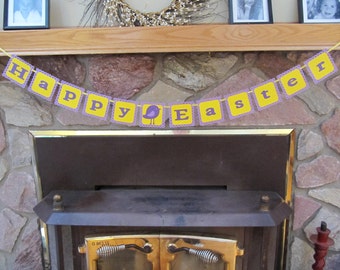 Easter printable Bunting pastel bunny and eggs Happy Easter