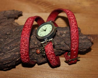 Vintage Red Ladies Watch Woman Watches Watch Cuff Fashion